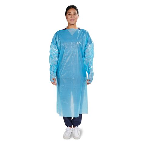 Mckesson Disposable Polyethylene Film Protective Procedure Gown Blue