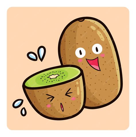 Симпатичные грустные и счастливые герои мультфильмов о киви Премиум векторы