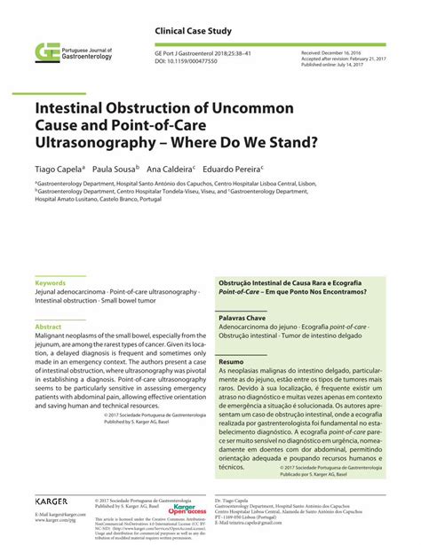 Pdf Intestinal Obstruction Of Uncommon Cause And Point Of Care Repositorio Chlc Min Saude
