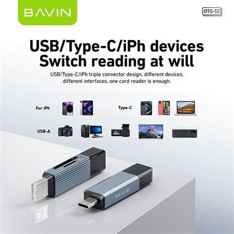 BAVIN O Multi Function Card Reader In Type C To USB IPh Connector W SD Card TF
