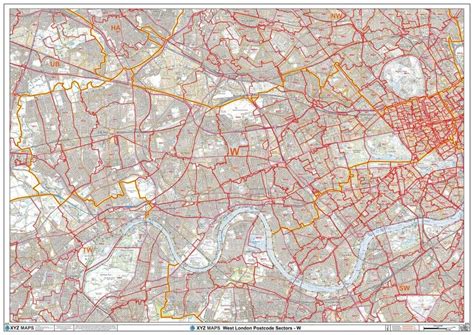 London The West W Postcode Sector Wall Map