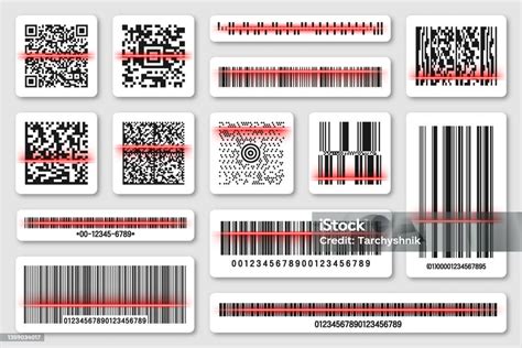 빨간색 스캐닝 라인이 있는 제품 바코드 및 Qr 코드입니다 식별 추적 코드입니다 일련 번호 디지털 정보가있는 제품 Id 상점