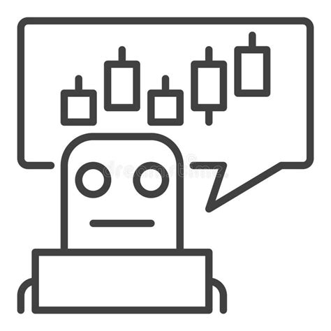 Ai Trading Bot Vector Candlestick Chart With Robot Icon Or Sign In Thin