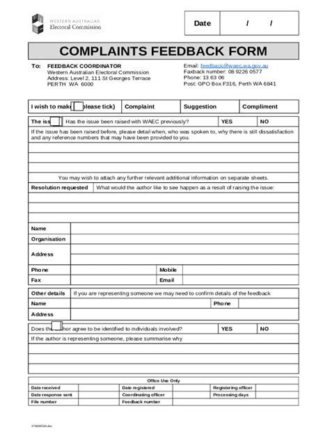 Complaints Feedback Doc Template Pdffiller