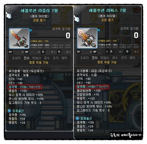 메이플스토리 공략 여러가지 Tip 150제 파프니르 무기의 최대 추옵을 알아보자 네이버 블로그