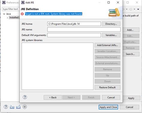 Jdk Target Is Not A Jdk Root System Library Was Not Found