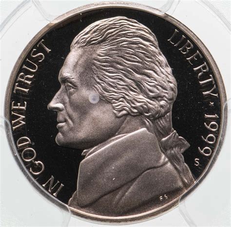 Монета США 5 центов (cents) 1999 S Proof "Jefferson Nickel (Джефферсон ...