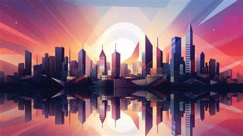 Afiche Colorido Del Perfil De La Ciudad Grande Sobre El Fondo De Una