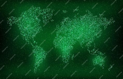 Premium Vector Digital Binary Code World Map Future Technology