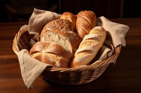 Premium Ai Image Generative Ai Assorted Bread Varieties In A Basket