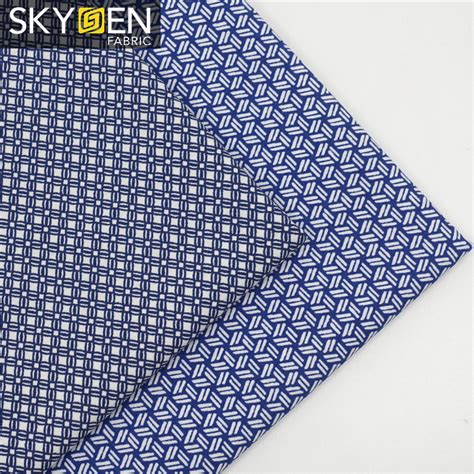 Small Geometric Blue Print Fabric Wholesale Shirt Fabric Shirting