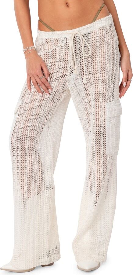 Edikted Ines Sheer Lace Cargo Pants Shopstyle Trousers