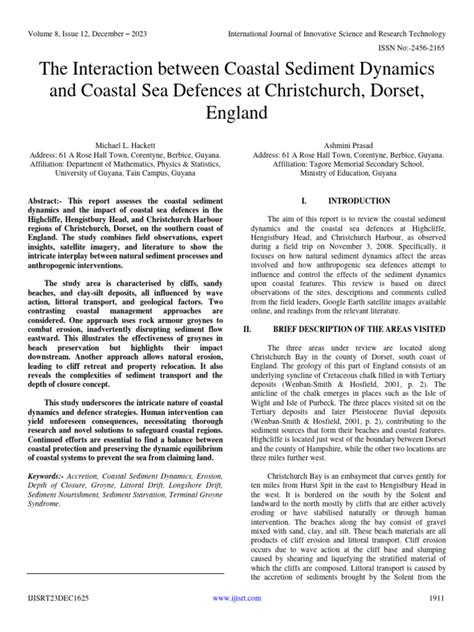 The Interaction Between Coastal Sediment Dynamics And Coastal Sea