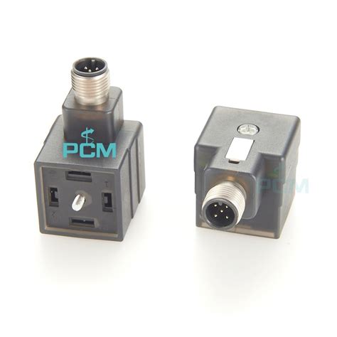 China Form A Din Solenoid Valve Adapter With M12 M8 Male Receptacle