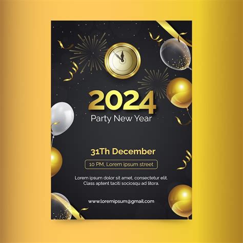 Modelo de cartaz vertical realista para o novo ano de 2024 Vetor Grátis