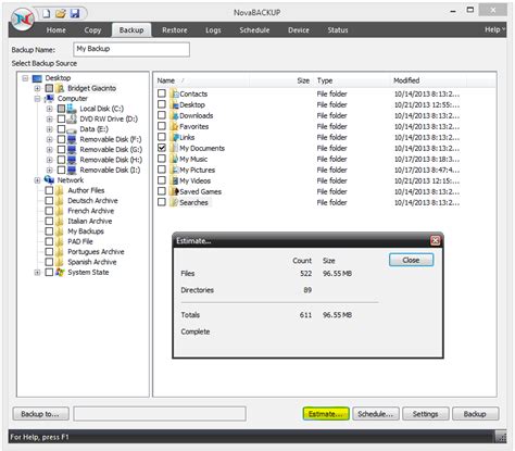 how to set up an automatic backup using novabackup