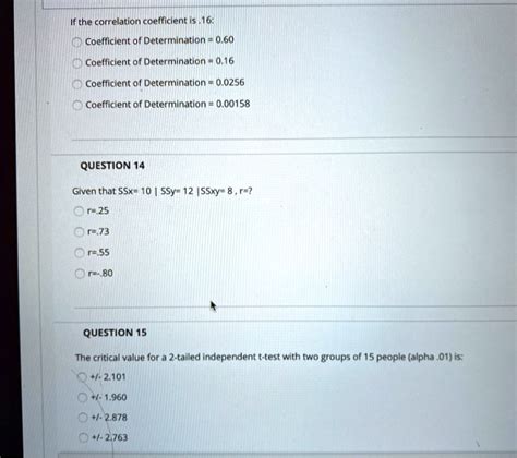 Solved Ifthe Correlation Coefficient Is Coefficient Of Determination 0