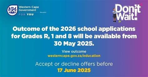 Wced Admissions Results Grade R 1 And 8 Outcomes Available From