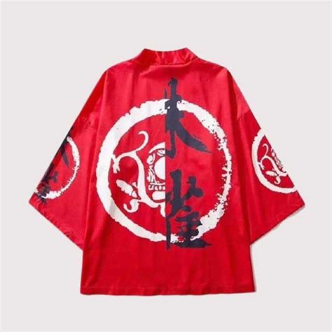 Red And White Kimono Japan Fashion Samurai Clothing Japanese Streetwear