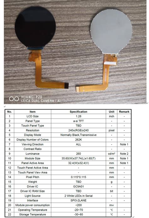 Xh013hcgd 2204 128inch Tft Lcm 240240 Spi3 2lane Interface 24pin