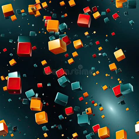 Colorful Cubes Falling From The Sky In A Futuristic Style Tiled Stock Illustration