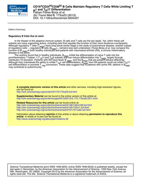 Pdf Cd19cd24hicd38hi B Cells Maintain Regulatory T Cells While