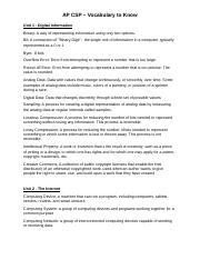 Essential AP CSP Vocabulary Digital Info Internet App Design Course Hero