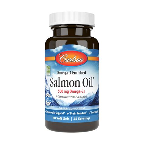 Лососевый жир Carlson Labs Salmon Oil Omega-3s, 500 мг, 50 гелевых ...