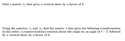 Solved 2 Find A Matrix A That Gives A Counterclockwise