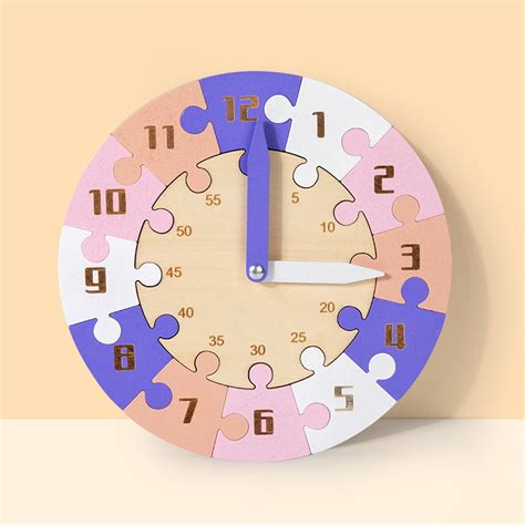 Handmade Wooden Diy Spliced Analog Clock Model Colorful Number