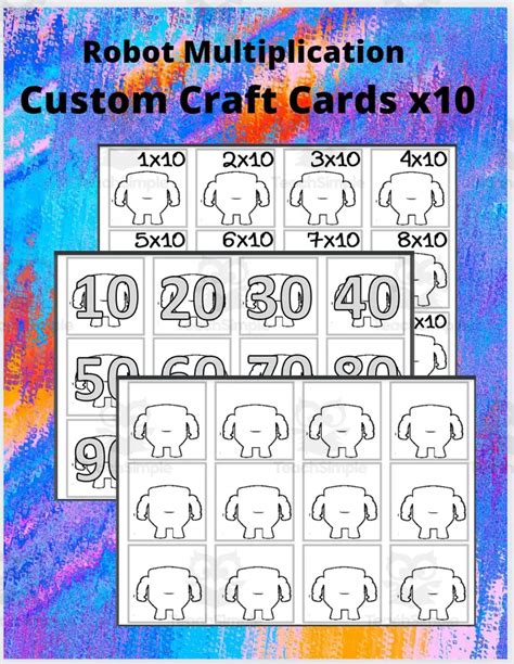 Robot Multiplication Custom Craft Cards X10 By Teach Simple