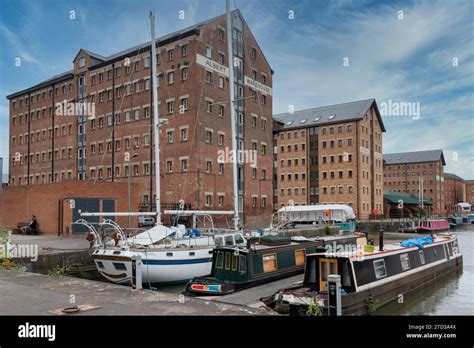 Narrowboats Moored In Victoria Basin Gloucester Docks