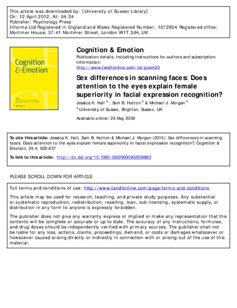 Pdf Sex Differences In Scanning Faces Does Attention To The Eyes