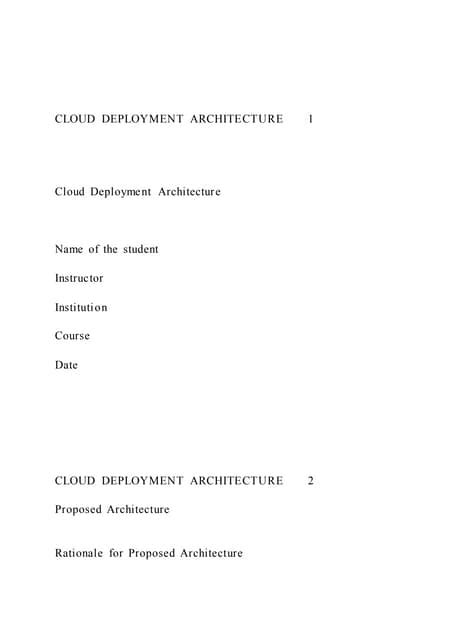 Cloud Deployment Architecture 1 Cloud Deploymen Pdf
