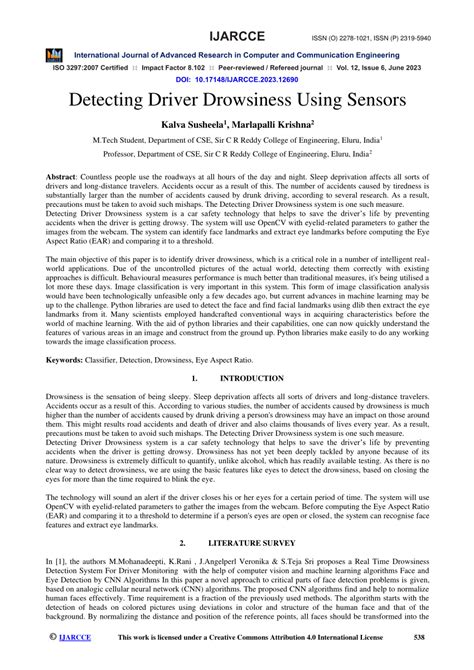 Pdf Detecting Driver Drowsiness Using Sensors