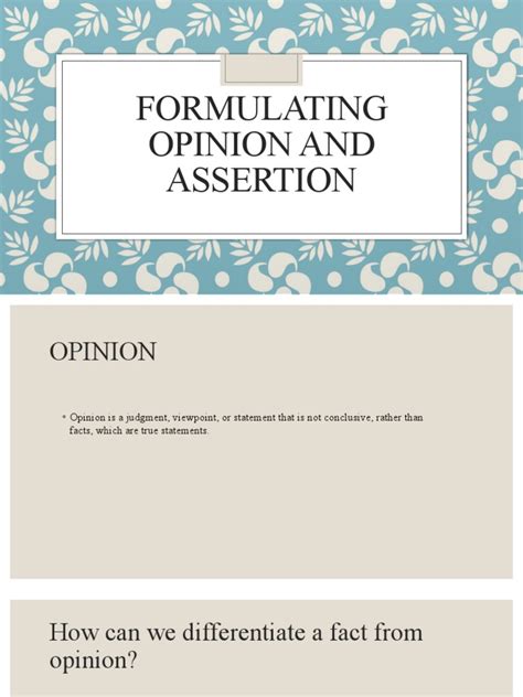 Formulating Opinion And Assertion Pdf