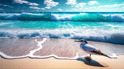 Summer Travel Beautiful Pristine Ocean Seaside Scenery Seagull