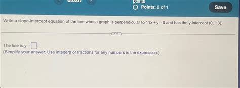 Solved Pointspoints 0 ﻿of 1write A Slope Intercept Equation