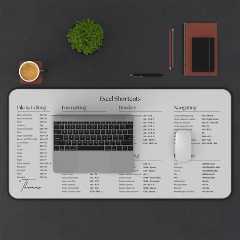 Excel Shortcuts Desk Mat Personalized Large Mouse Pad Keyboard Cheat