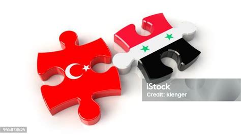 퍼즐 조각에 터키와 시리아 플래그입니다 정치 관계 개념입니다 3차원 형태에 대한 스톡 사진 및 기타 이미지 3차원 형태 개념 경쟁자 Istock