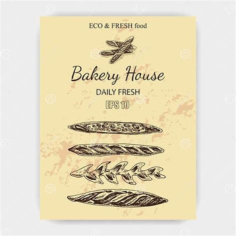 Bosquejo Del Ejemplo Del Vector Panadería Pan Pan Baguette Stock De