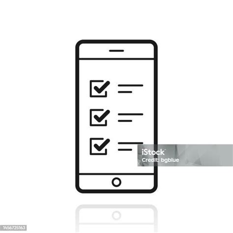 チェックリスト付きのスマートフォン白い背景に反射するアイコン スマートフォンのベクターアート素材や画像を多数ご用意 スマートフォン