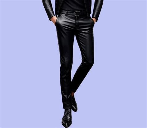 Handmade Sheep Leather Men Pantgenuine Leather Men Black Pantmen