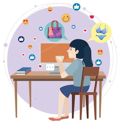 Free Vector Online Shopping And Social Media Interaction