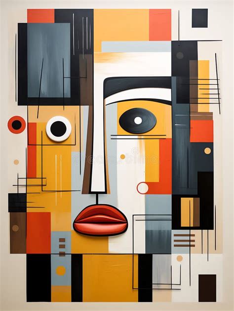 Abstract Robot Face Among Various Forms In A Minimalist Style Stock