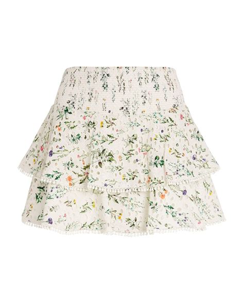 Alice Olivia Alice Olivia Cotton Floral Joey Skirt In Natural Lyst