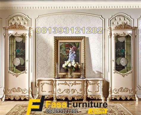 Model Bufet TV Klasik Ukir 2 Lemari Hias Mewah Fasa Furniture Jepara