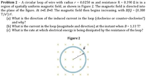 Solved Problem 2 A Circular Loop Of Wire With Radius 1 00250 M And