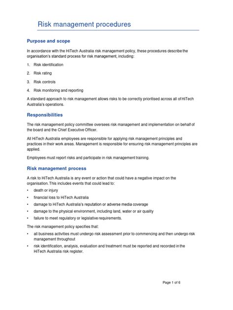 Attachment 4 Risk Management Procedures Pdf Risk Management Risk