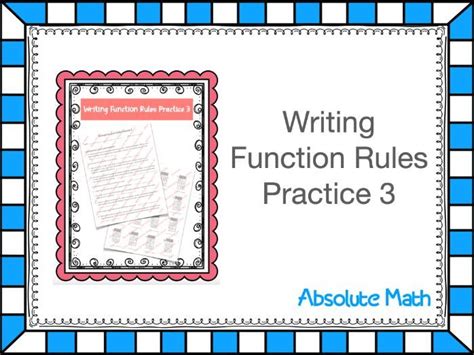 Writing Function Rules Practice 3 Teaching Resources